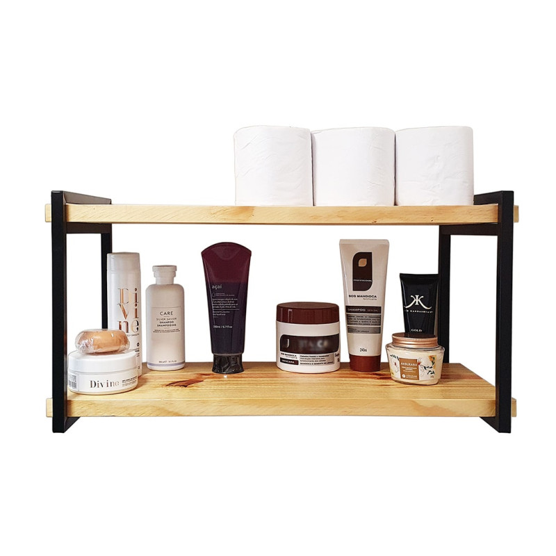 Kit Prateleira Estilo Industrial Dupla 30cm - Suportes com Prateleira ...